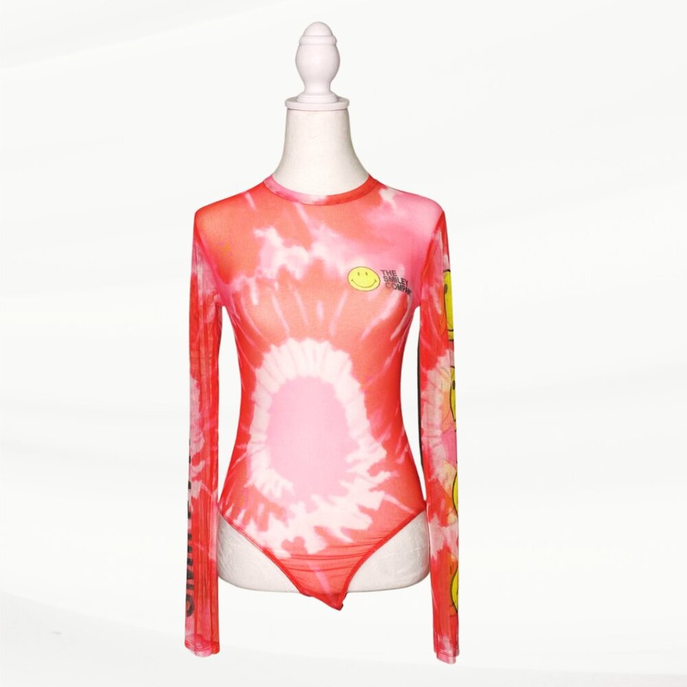 Zara Limited Smiley Semi-Sheer Bodysuit, Size Medium - Gem